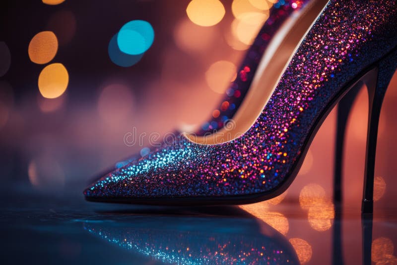 Shiny High Heels Sparkling Under Party Lights, Embodying Elegance and ...