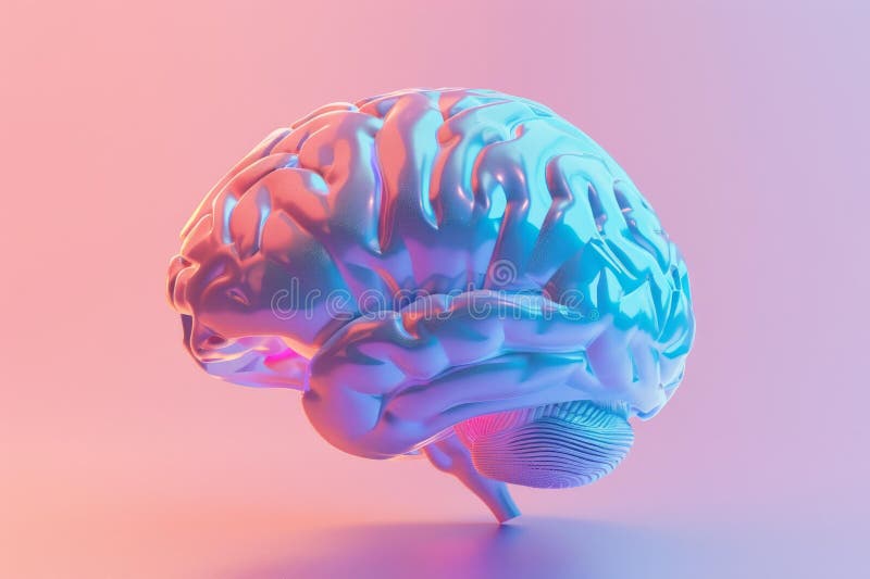Shiny Human Brain Floating on Gradient Background Representing ...