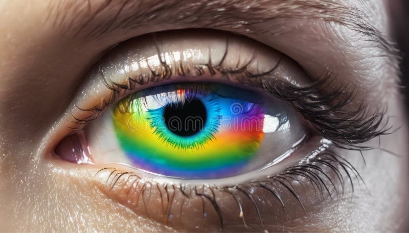Shiny Human Eyeball with Reflective Colors of Rainbow Stock ...