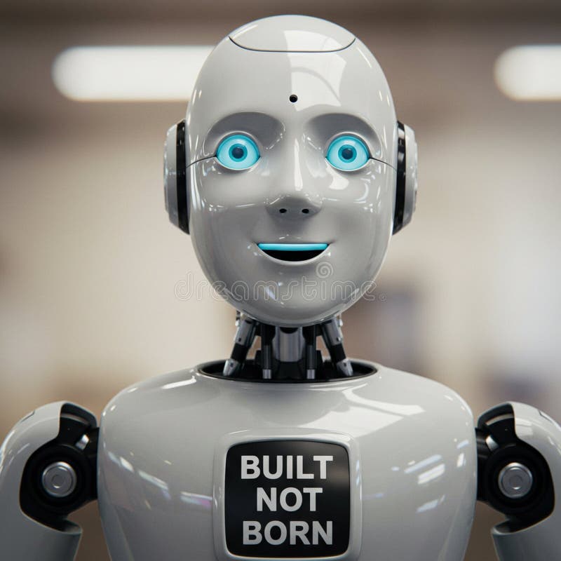 Shiny Humanoid Robot with a Smooth, Metallic Surface and Blue ...