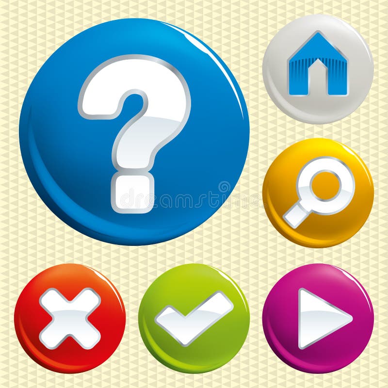 Shiny Icons. Group of Six with Different Symbols Stock Illustration ...