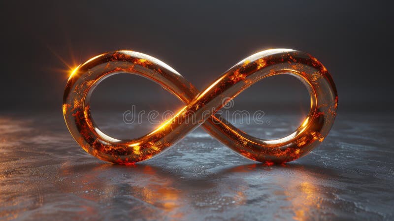 Shiny Infinity Symbol with Glowing Light Reflection, Dark Background ...
