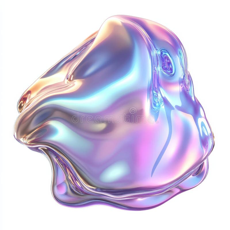 A Shiny, Iridescent Blob with Smooth Curves and a Reflective Surface ...