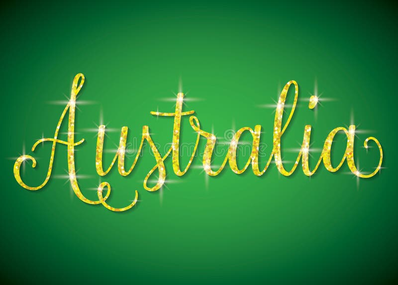 Shiny Iridescent Glitter Australia Text Stock Vector - Illustration of ...