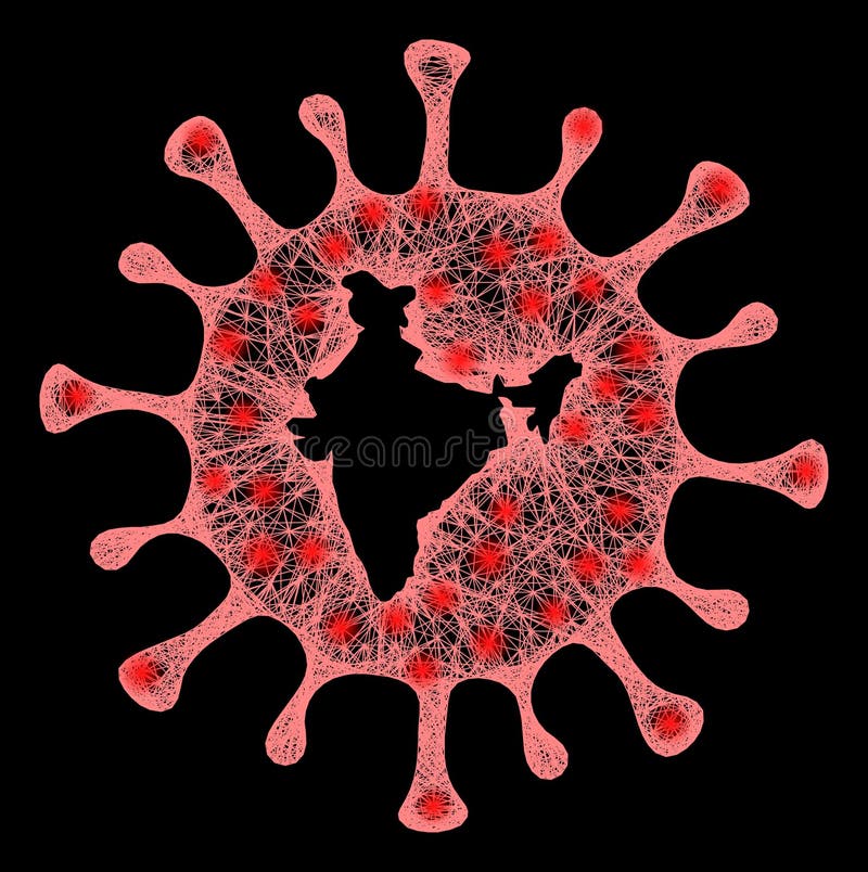 Shiny Irregular Mesh Indian Covid Virus with Light Spots Stock Vector ...