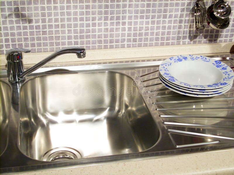 Shiny Kitchen Sink stock image. Image of metal, home, polished - 4085007