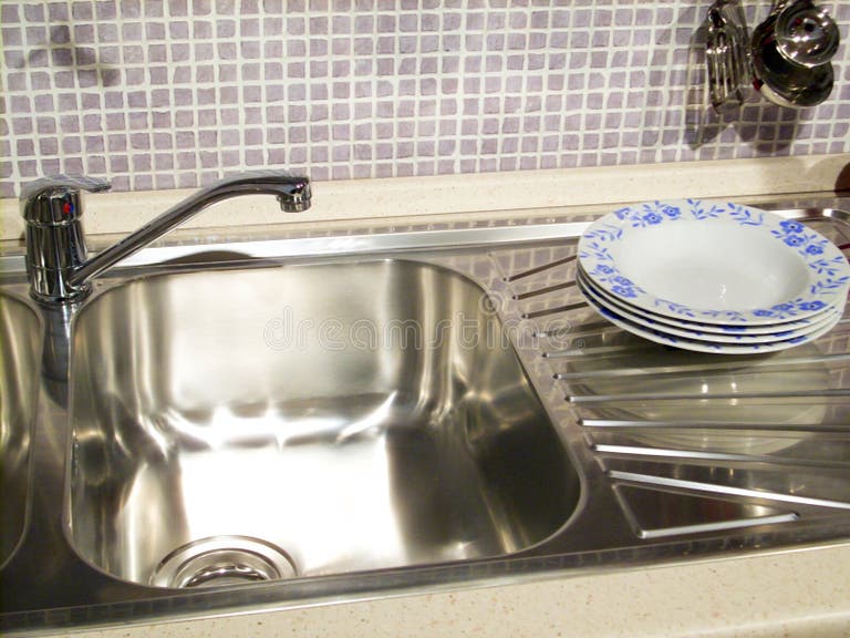 Shiny Kitchen Sink stock image. Image of metal, home, polished - 4085007