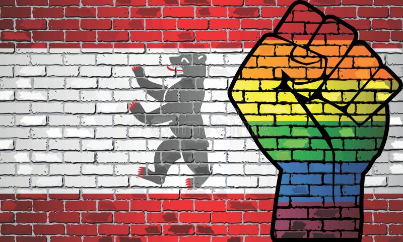 Lgbt Protest Fist On A Italy Brick Wall Flag Stock Vector