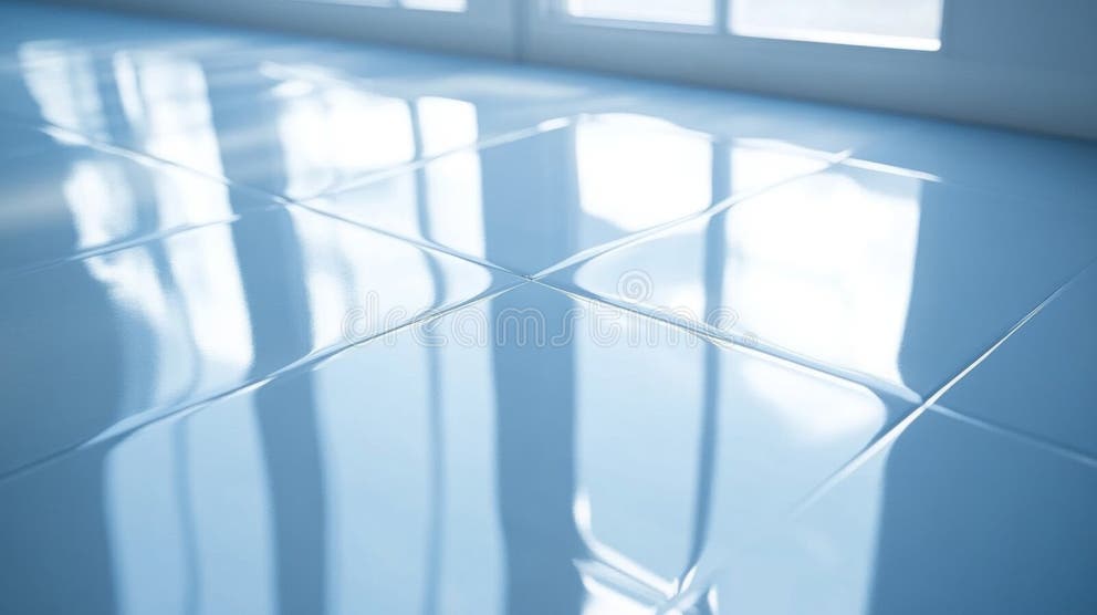Shiny Light Blue Tiles Reflecting Window Light Stock Illustration ...