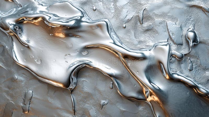 Shiny Liquid Metallic Silver Flowing in Smooth Abstract Patterns Stock ...