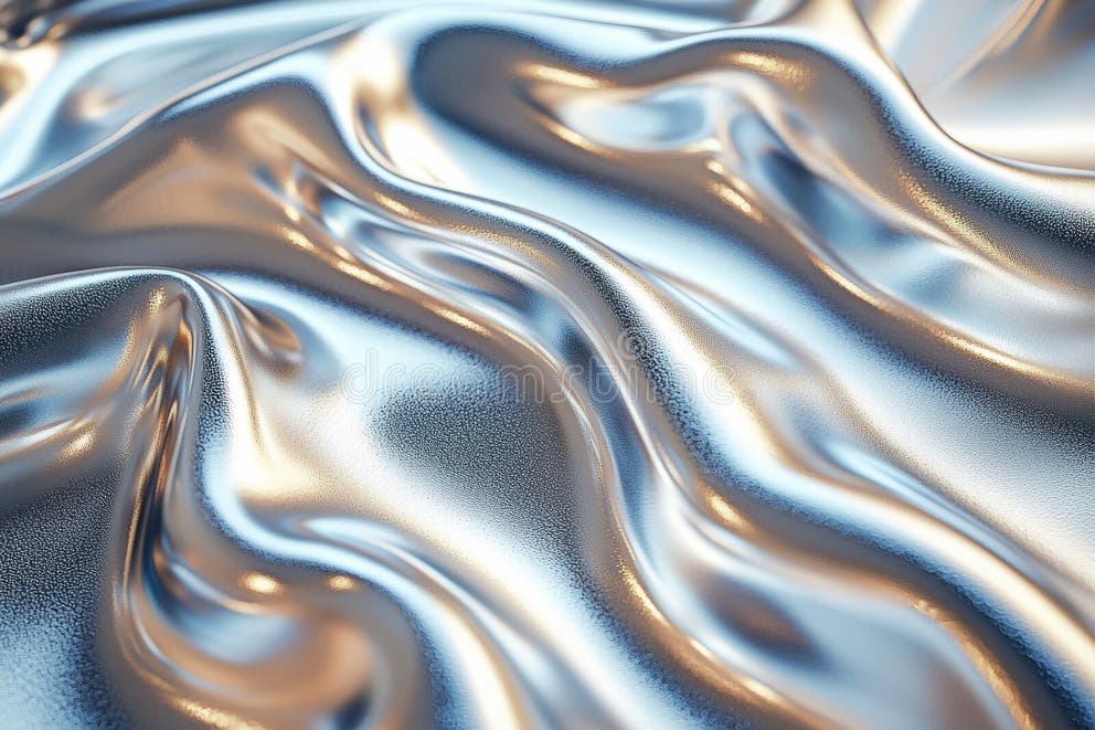 Shiny Liquid Texture with Flowing Silver Waves, Creating Smooth Surface ...
