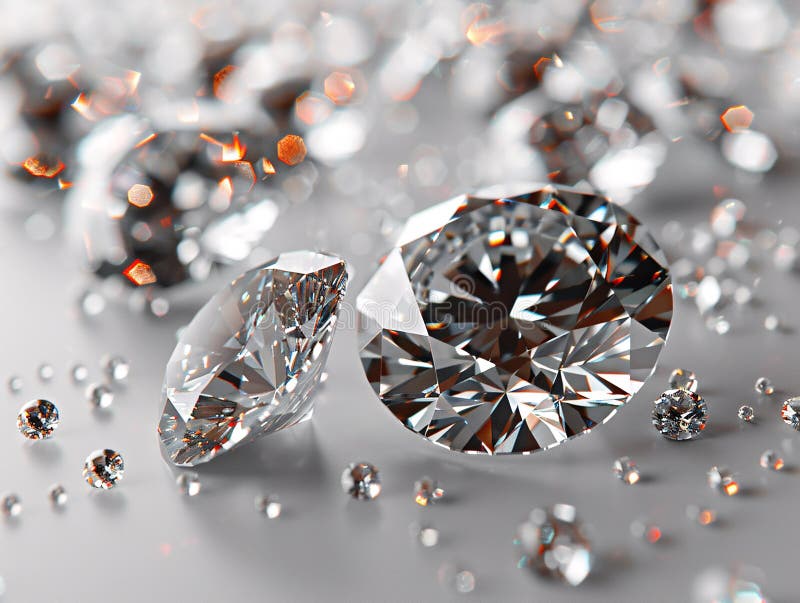 Shiny and Luxurious Sparkling Diamonds Scattered on White Surface Stock ...