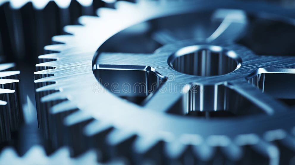 Shiny Machine Gears in Focus. Metallic Gears and Cogs Stock Photo ...