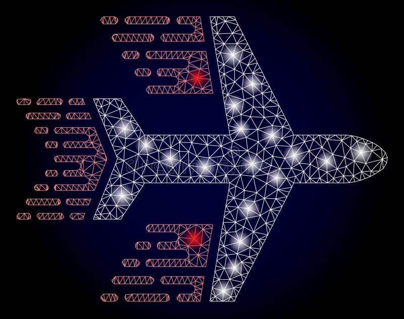 Bright Web Network Aircraft with Lightspots Stock Vector - Illustration ...
