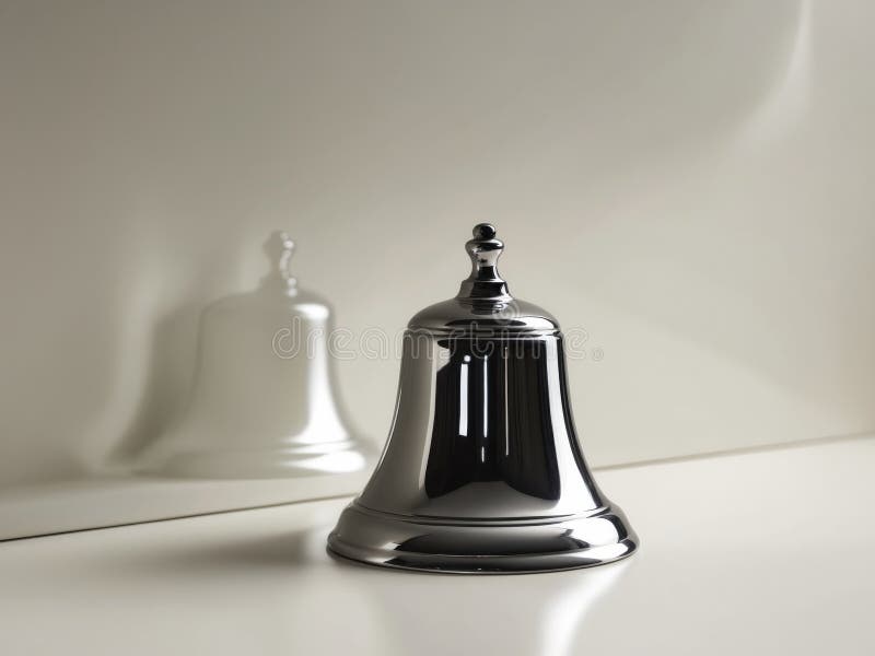 Shiny Metal Bell is Casting a Reflection on a Blank Background. Stock ...