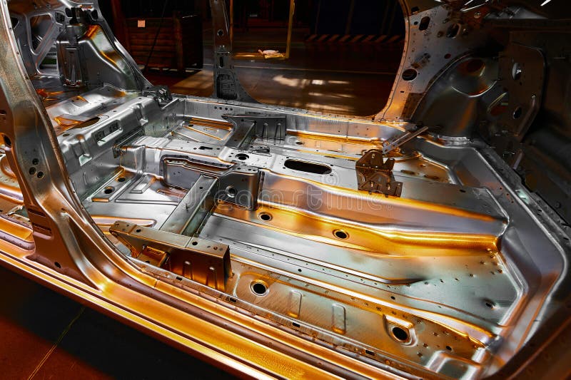 Shiny Metal Car Body Element in Assembling Workshop Stock Photo - Image ...