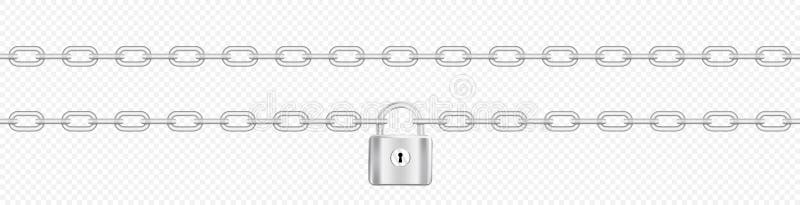 Shiny Metal Chains with Lock on Transparent Background Stock Vector ...