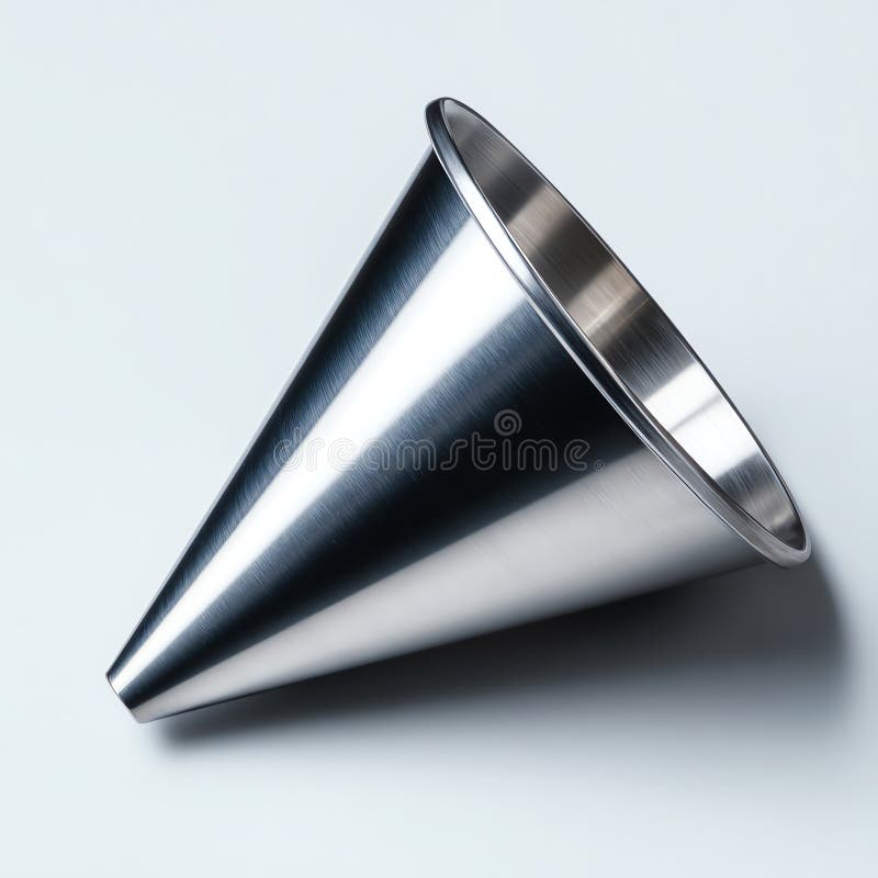 Metal Cone Kitchen Utensil on White Surface Stock Illustration ...