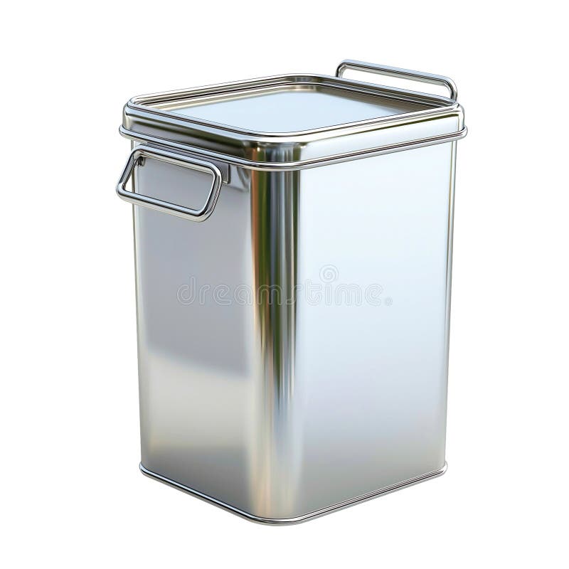 Shiny Metal Container with Lid for Storage on White Surface Isolated on ...