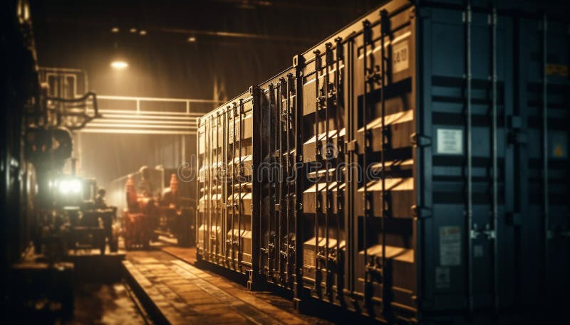 Shiny Metal Containers Stacked in a Row Generated by AI Stock ...