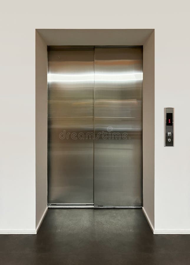 Shiny Metal Doors of a Modern Passenger Elevator Stock Photo - Image of ...