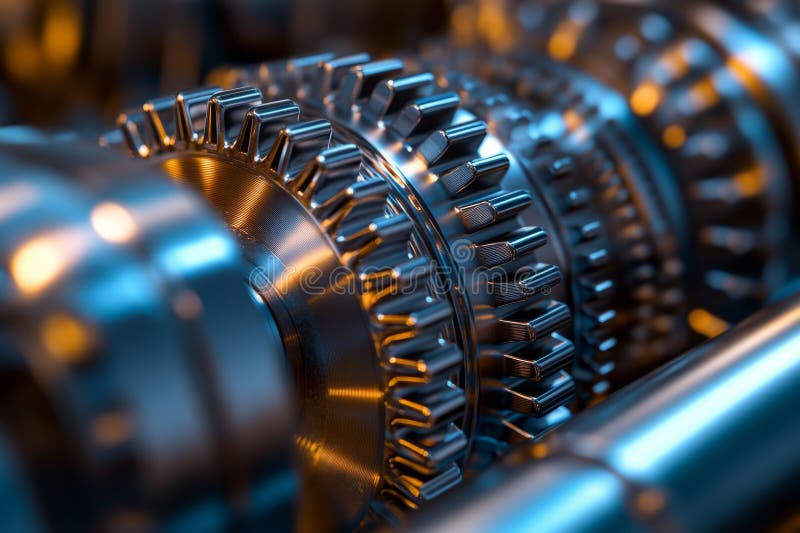 Shiny Metal Gears Interlock Rotate Showcasing Precision Engineering ...