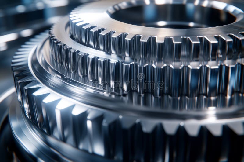 Shiny Metal Gears Interlock Rotate Showcasing Precision Engineering ...