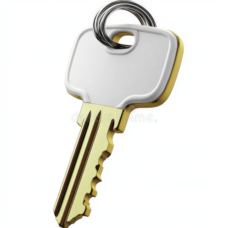 Shiny Metal Key on a Ring with a White Plastic Head for Easy ...