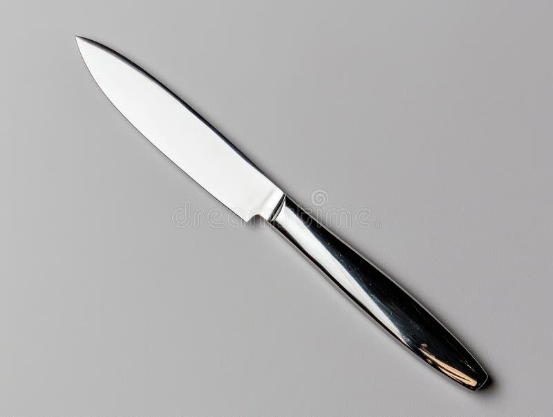 A Shiny Metal Knife on a Gray Surface. Stock Illustration ...