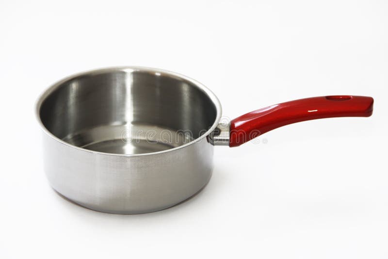 Shiny Metal Ladle with Red Handle for Cooking on a White Background ...