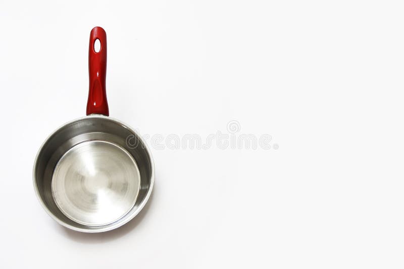 Shiny Metal Ladle with Red Handle for Cooking on a White Background ...