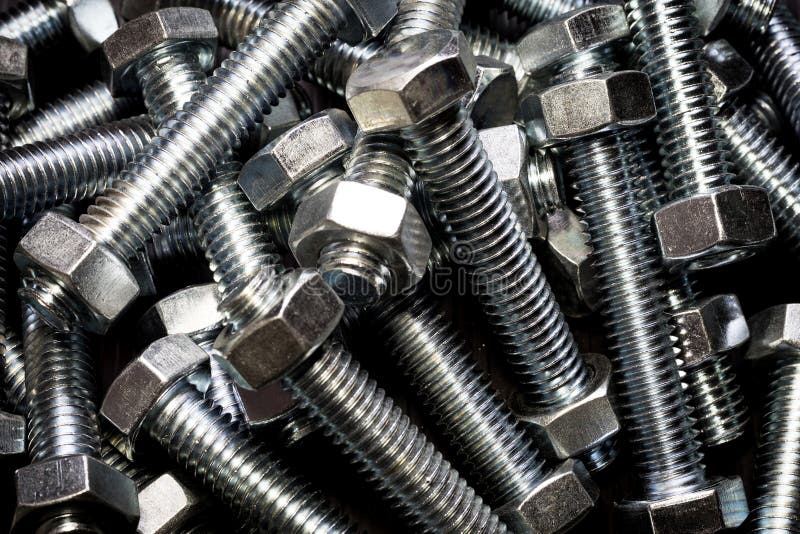 Stack metal bolt and nut stock photo. Image of steel, metal - 5976604