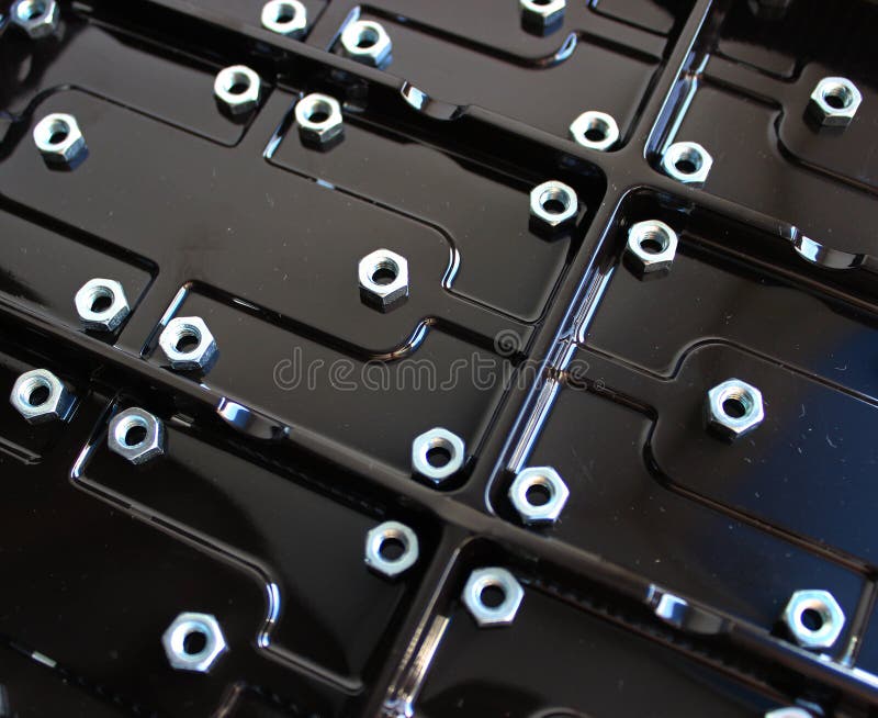 Shiny Metal Nuts at the Corners of Rectangular Elements on a Mounting ...