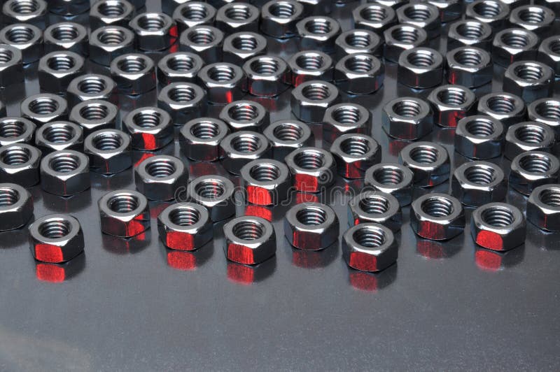 Shiny metal nuts stock photo. Image of macro, iron, background - 48522196