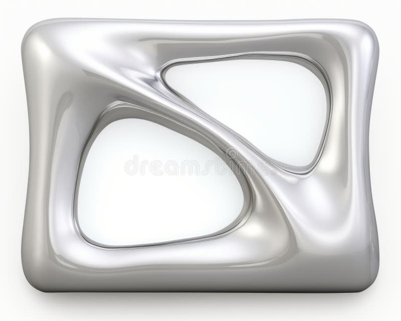 A Shiny Metal Object with a Curved Shape on a White Background Stock ...