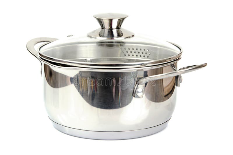 Shiny Metal Pan Isolated on a White Background Stock Photo - Image of ...