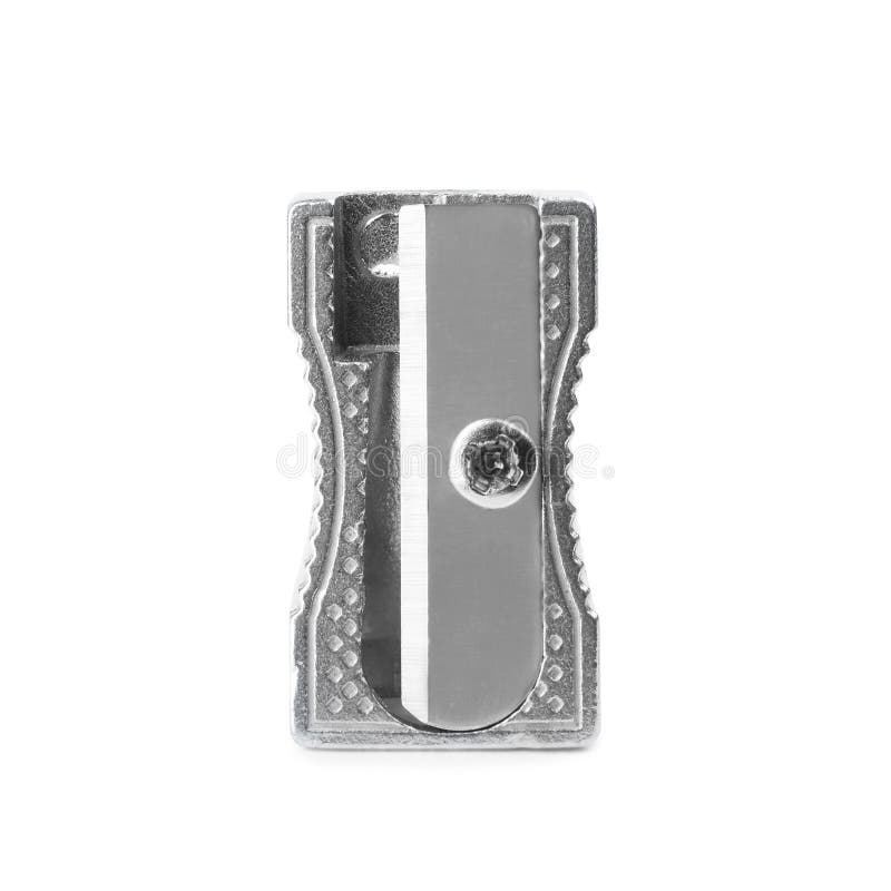 Shiny Metal Pencil Sharpener Isolated on White Stock Image - Image of ...