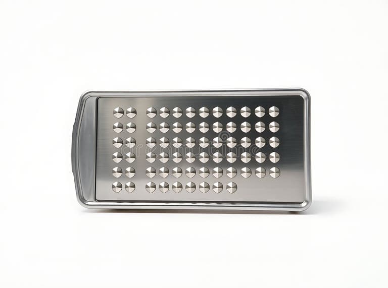 Shiny Metal Rectangular Grater with Circular Holes on White Ai ...