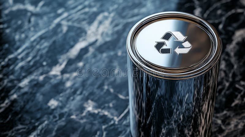 Shiny Metal Recycling Bin on Marble Background. Stock Photo - Image of ...