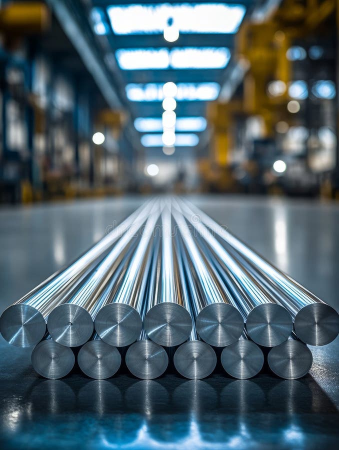 Shiny Metal Rods Arranged Factory Setting Stock Photos - Free & Royalty ...