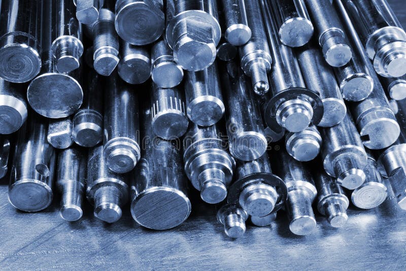 Shiny Metal Round Bars and Rods on Steel Background Stock Photo - Image ...