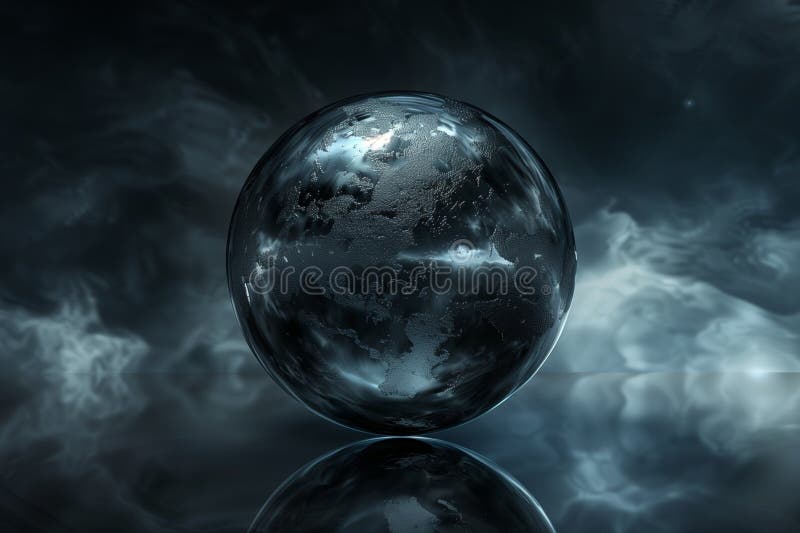 A Shiny Metal Sphere Hovering in a Shadowy Void with Ultra-realistic ...