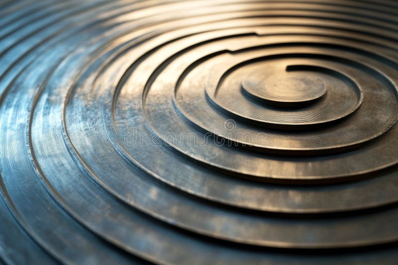 A Shiny Metal Surface with Concentric Circular Grooves, Creating a ...
