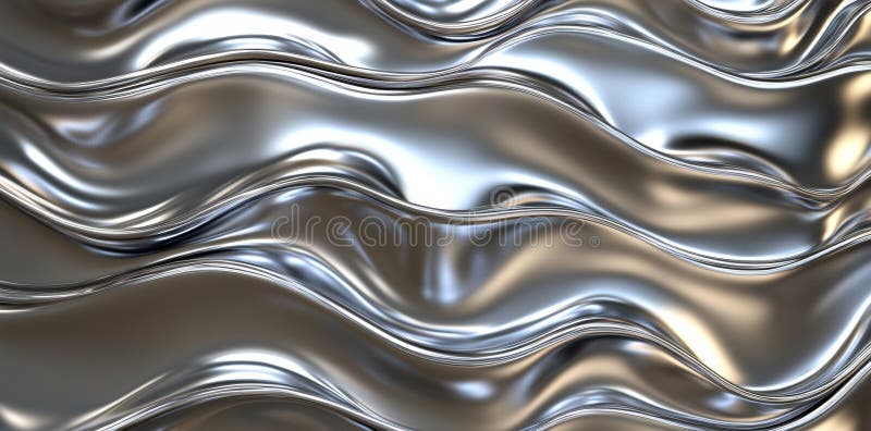 A Shiny Metal Surface with Undulating Reflections, Lit by Gentle Light ...
