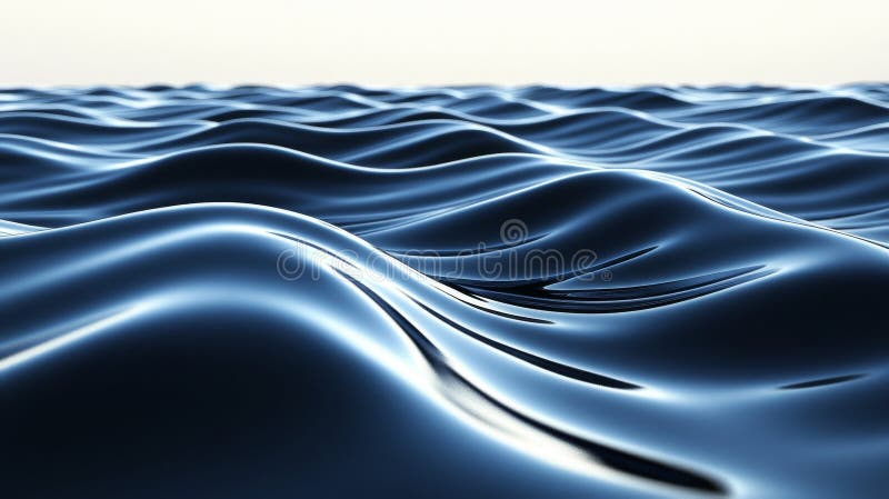 Shiny Metal Waves with a Reflective Blue Surface Stock Photo - Image of ...