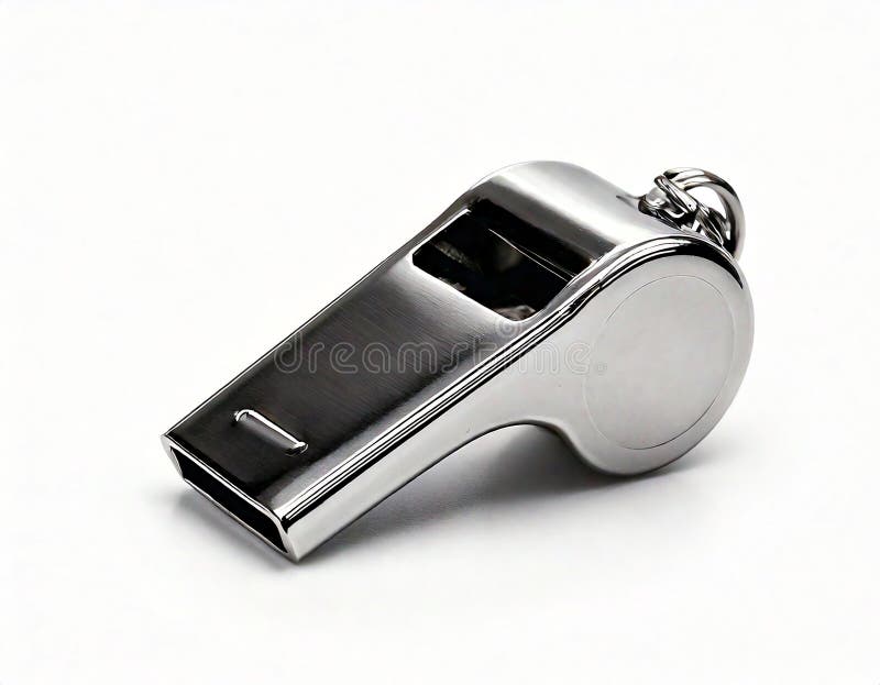 A Shiny Metal Whistle on a White Background for Sports and Coaching ...