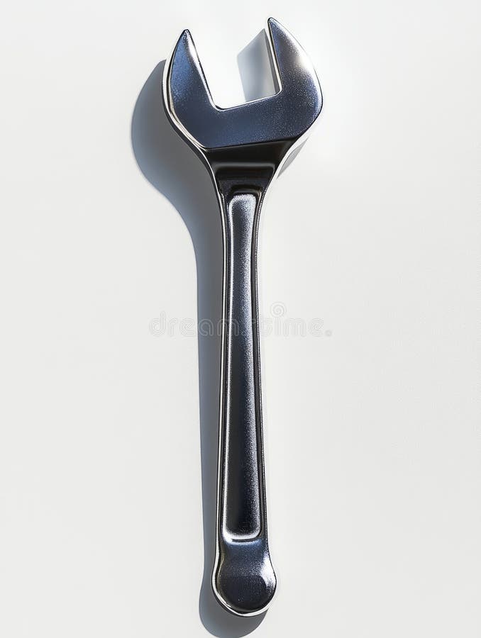 A Shiny Metal Wrench on a Plain White Background. Stock Photo - Image ...