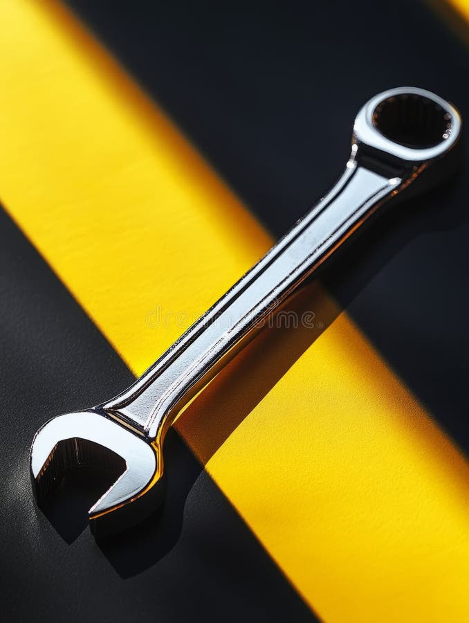Shiny Metal Wrench Yellow Black Surface Stock Photos - Free & Royalty ...