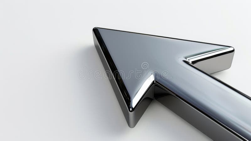Shiny Metallic Arrow Pointing Upwards, 3d Render. Modern Design and ...