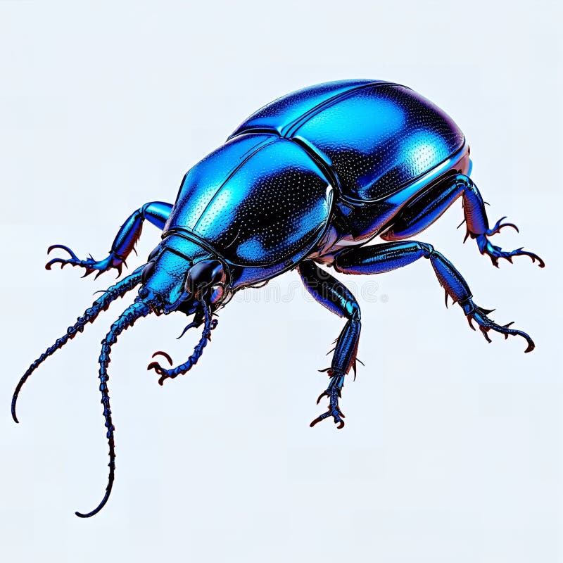 Shiny Metallic Blue Beetle on Transparent Background Stock Illustration ...